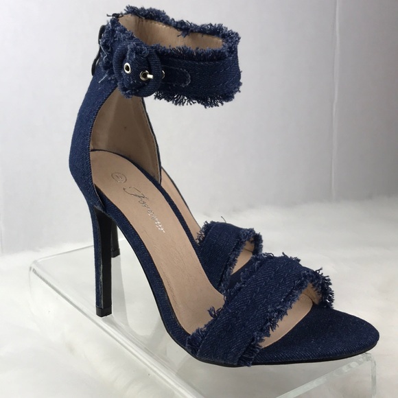 Forever 21 | Shoes | Dark Blue Distressed Denim Stiletto Heels | Poshmark